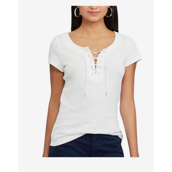Who What Wear | Tops | Target Who What Wear White Lace Up Top Tee ...